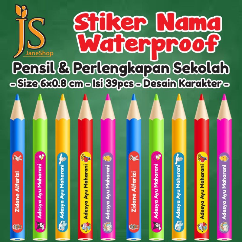 Jual Isi 39Pcs Sticker Nama Anti Air Sticker Pensil Alat Tulis Kantor ...
