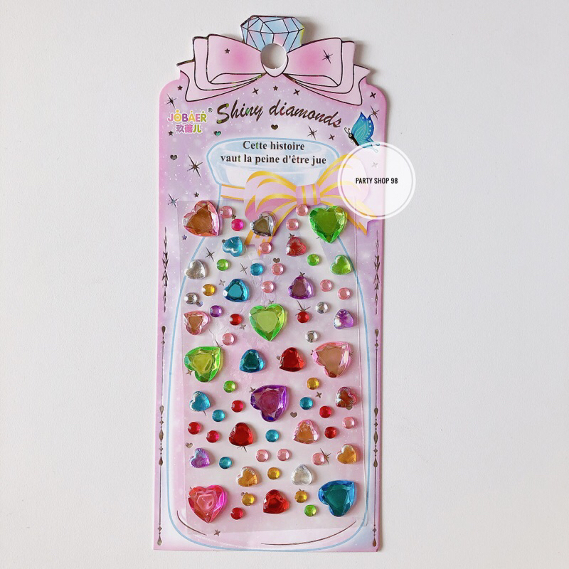 Jual STICKER JEWEL 3D DIAMOND / STICKER MANIK BENTUK LOVE-BINTANG-BULAT ...