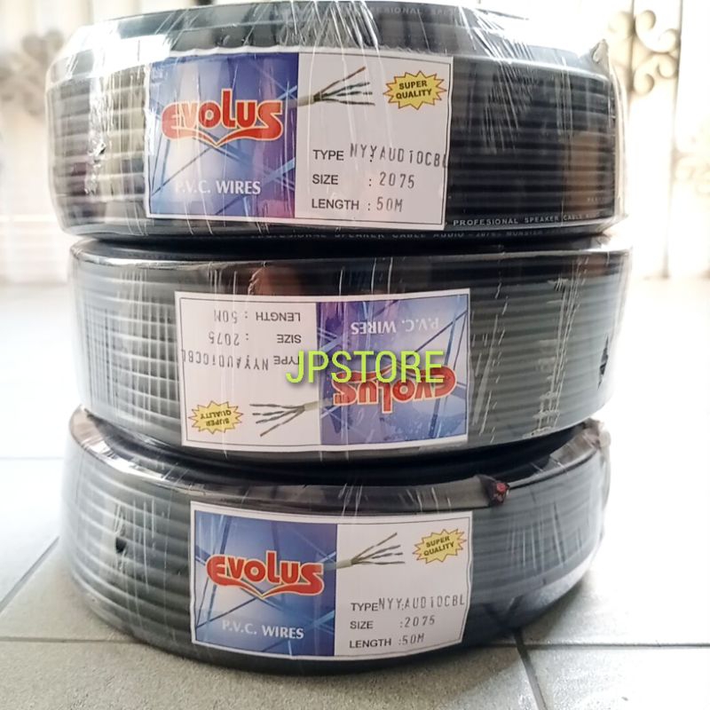 Jual kabel listrik EVOLUS 2x0,75 50 meter kabel serabut warna hitam | Shopee Indonesia