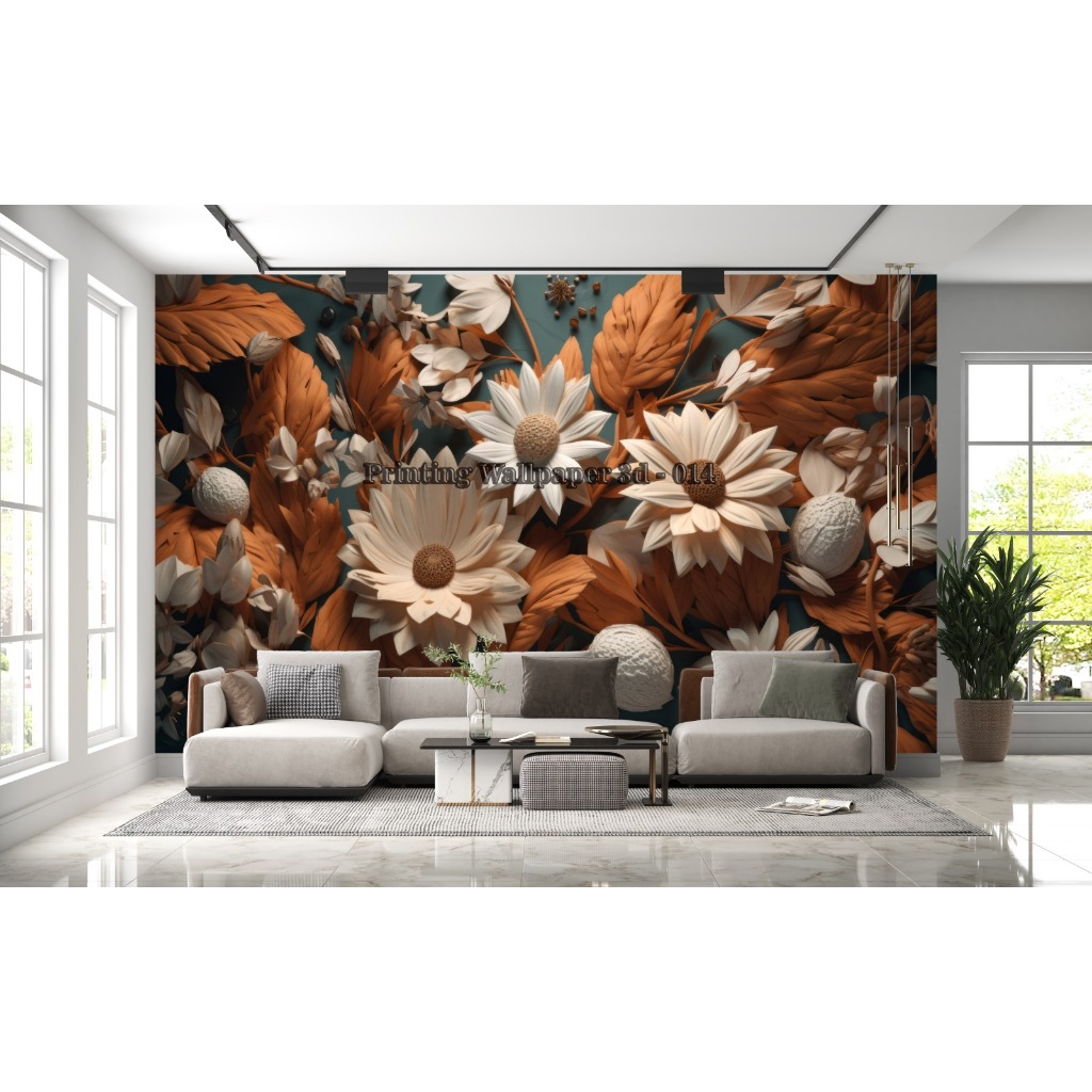 Jual Wallpaper Dinding 3d pemandangan bunga,Ruang Tamu , Motif Bunga ...