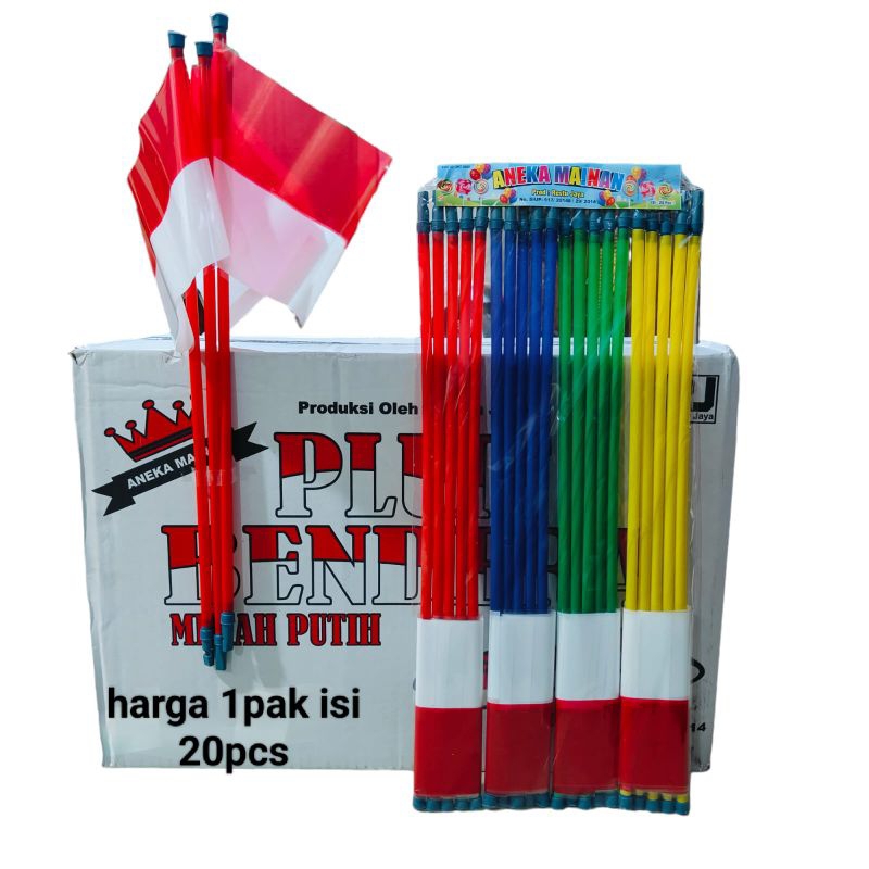 Jual (isi 20pcs) Bendera Pluit / bendera stik merah putih / bendera ...
