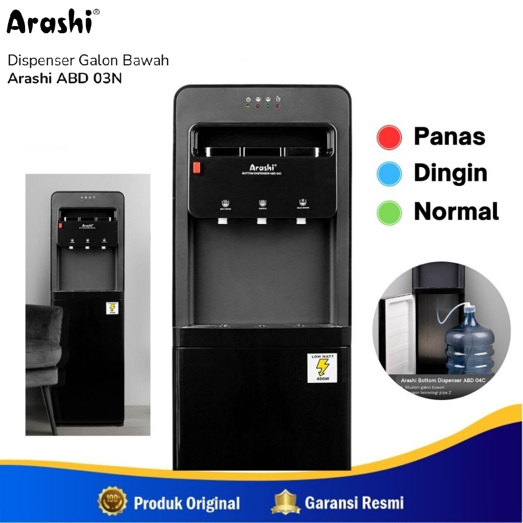 Jual DISPENSER ARASHI ABD 04C GALON BAWAH fungsi Panas, Dingin , Normal ...