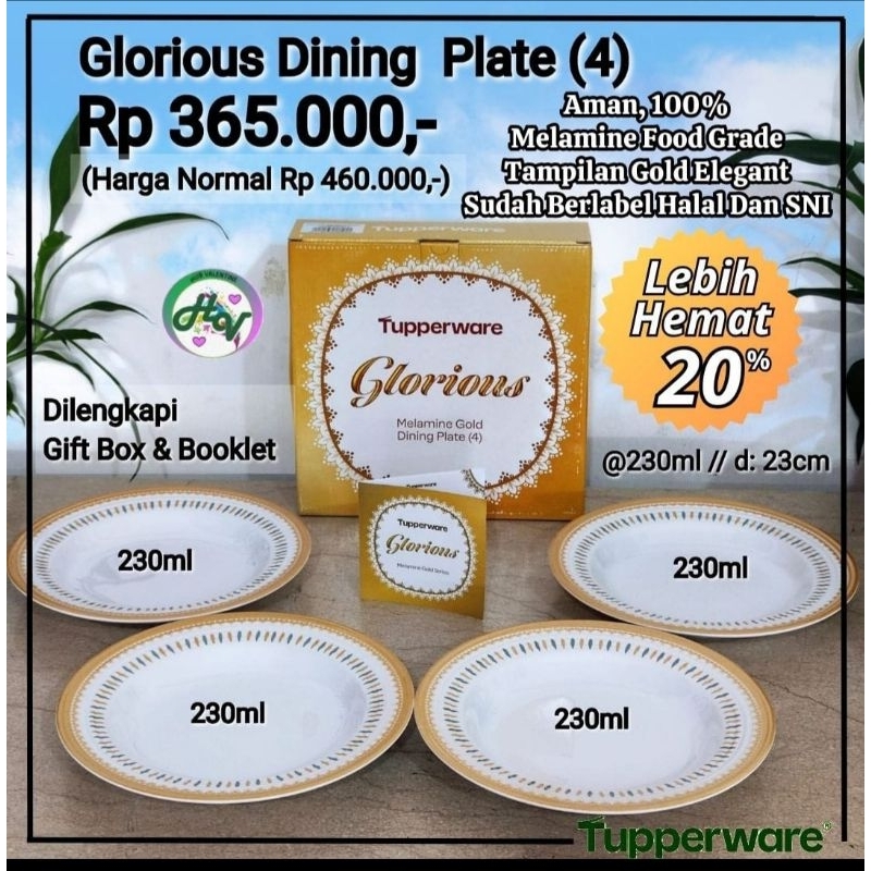 Jual Tupperware Melamine Dining Plate 4pc | Shopee Indonesia