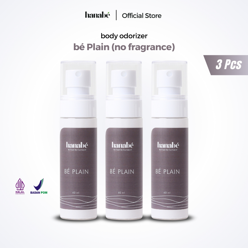 Jual HANABE Body Odorizer Be Plain No Fragrance 60ml 3pcs | Shopee ...