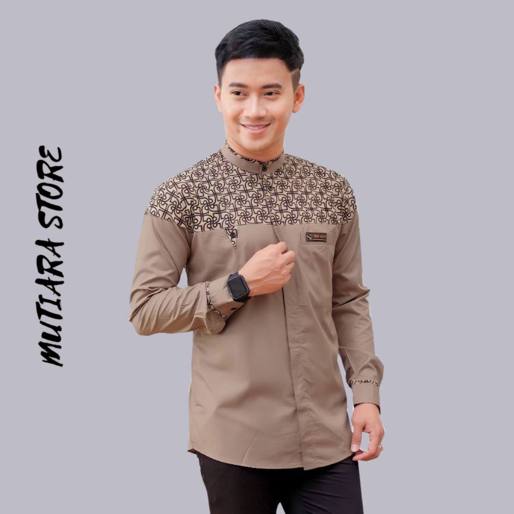 Jual Baju Koko Bima Kombinasi Batik New Lengan panjang Size M L XL ...