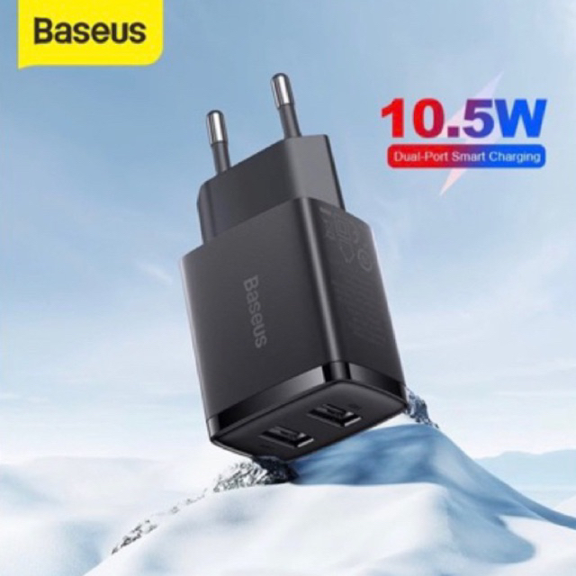 Jual Kepala Charger Baseus Mini Dual USB Charger EU Plug BASEUS Kepala ...