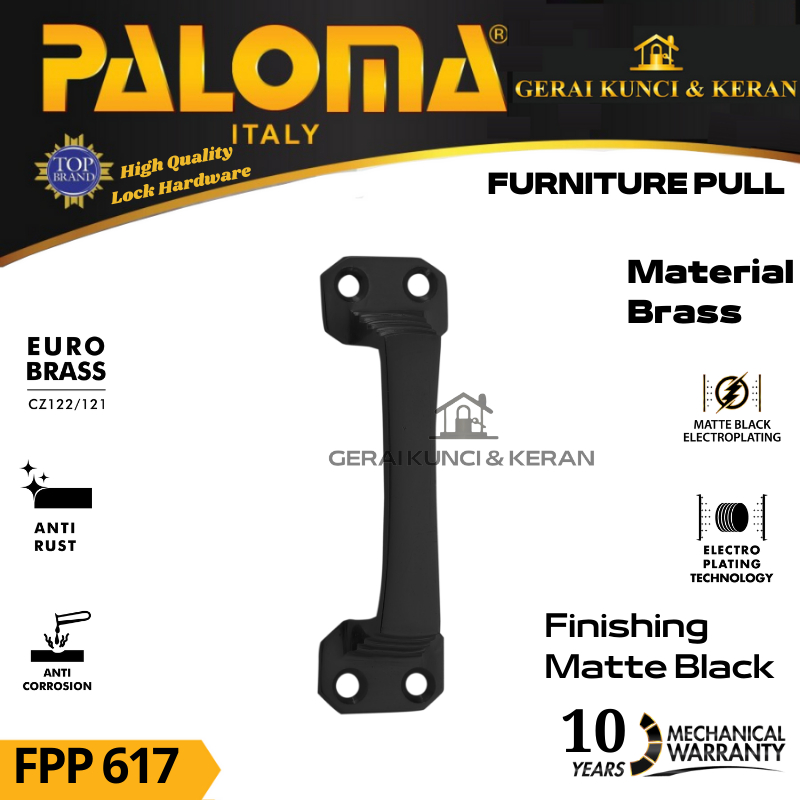 Jual Paloma FPP 617 Furniture Pull Castle 90 mm Tarikan Laci Lemari dan Jendela Hitam Matte ...