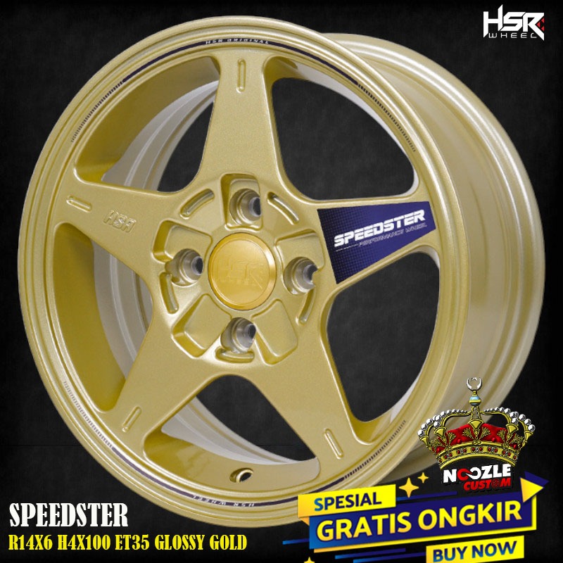 Jual Velg Mobil Ring 14 Lubang 4 PCD 100 Pelek Racing HSR Terbaru R14 Type SPEEDSTER HSR ...