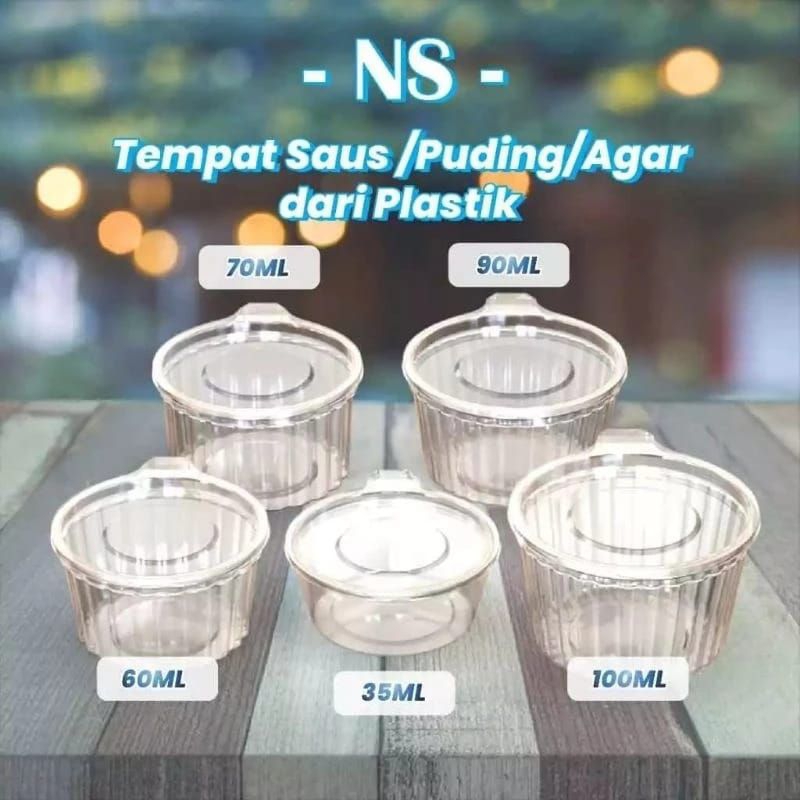 Jual [50pcs] Cup Mika Jelly Agar Pudding Belimbing Sambal Saus Tutup Sambung NS 35ml 60ml 70ml ...