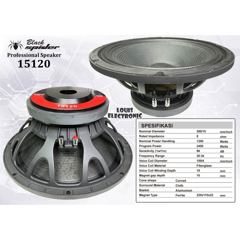 Jual Speaker Komponen Black Spider 15120 15 Inch Mid Bass Full Range ORIGINAL | Shopee Indonesia