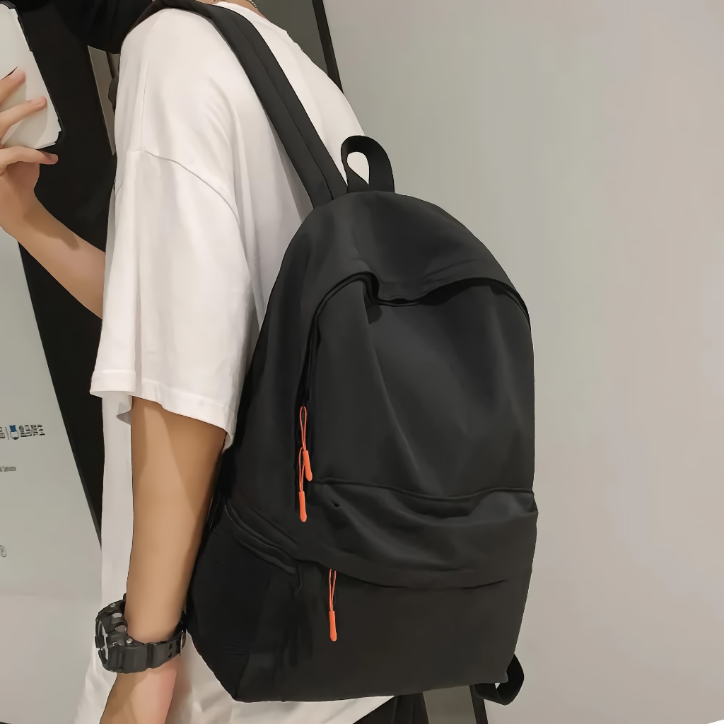 Jual Cilla - Tas Ransel Sekolah Hitam Polos Backpack Pria Wanita ...