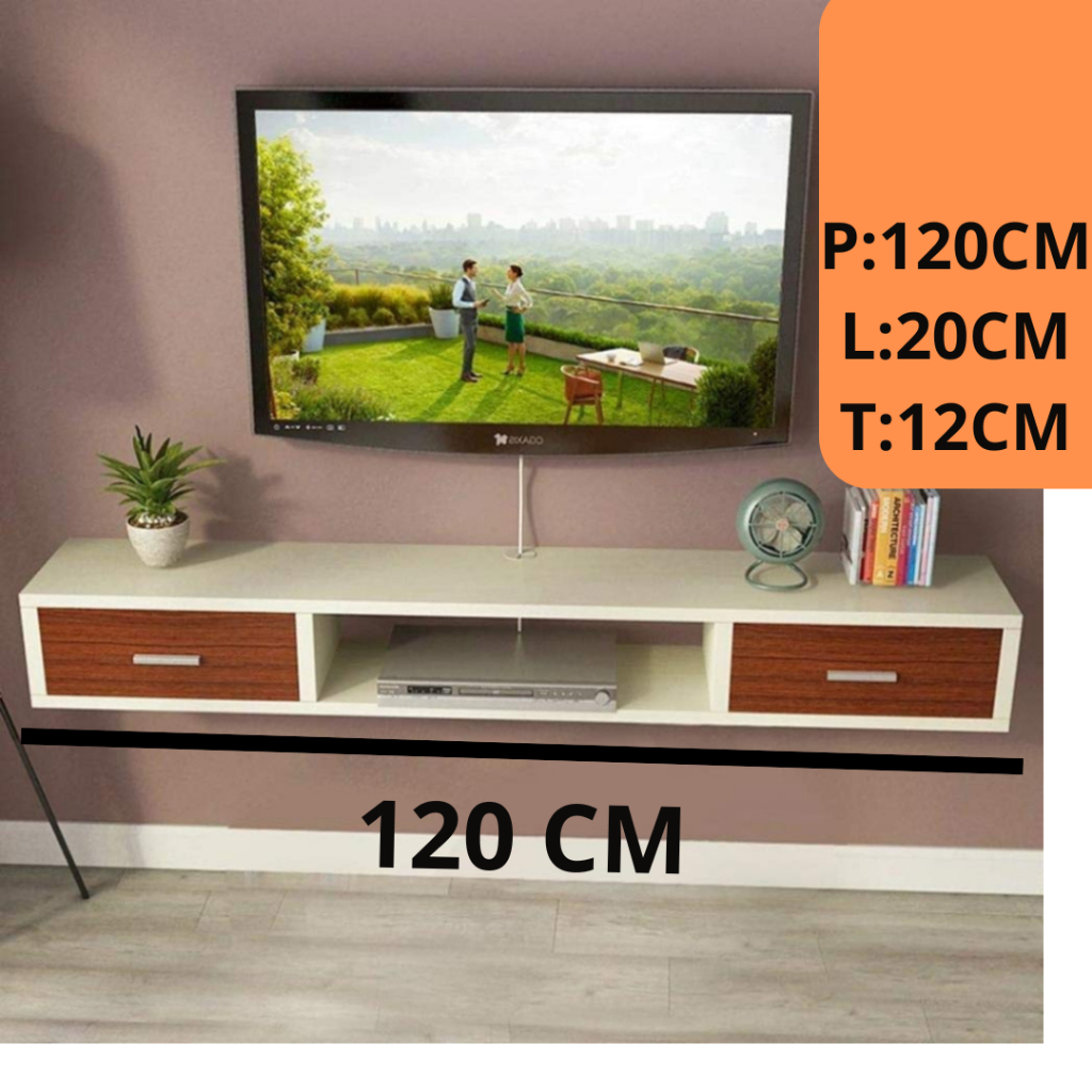 Jual RDT0001 Rak Tv Dinding Minimalis 120x20x12 cm Tempat Penyimpanan ...