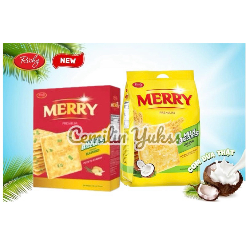 Jual Richy Merry Onion Biscuits 333g Richy Milk Coconut Biscuits 528g ...