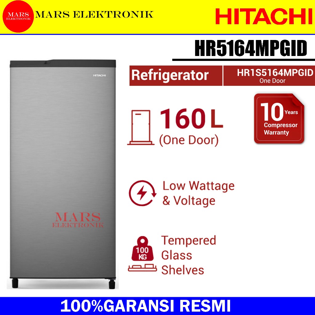 Jual KULKAS HITACHI 1 PINTU HR5164MPGID - 161 LITER - LOW WATT - 1 ...