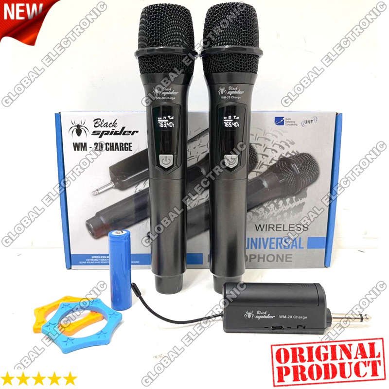 Jual Mic Wireless Blackspider WM 20 Profesional Universal 2 Mic Handle ...