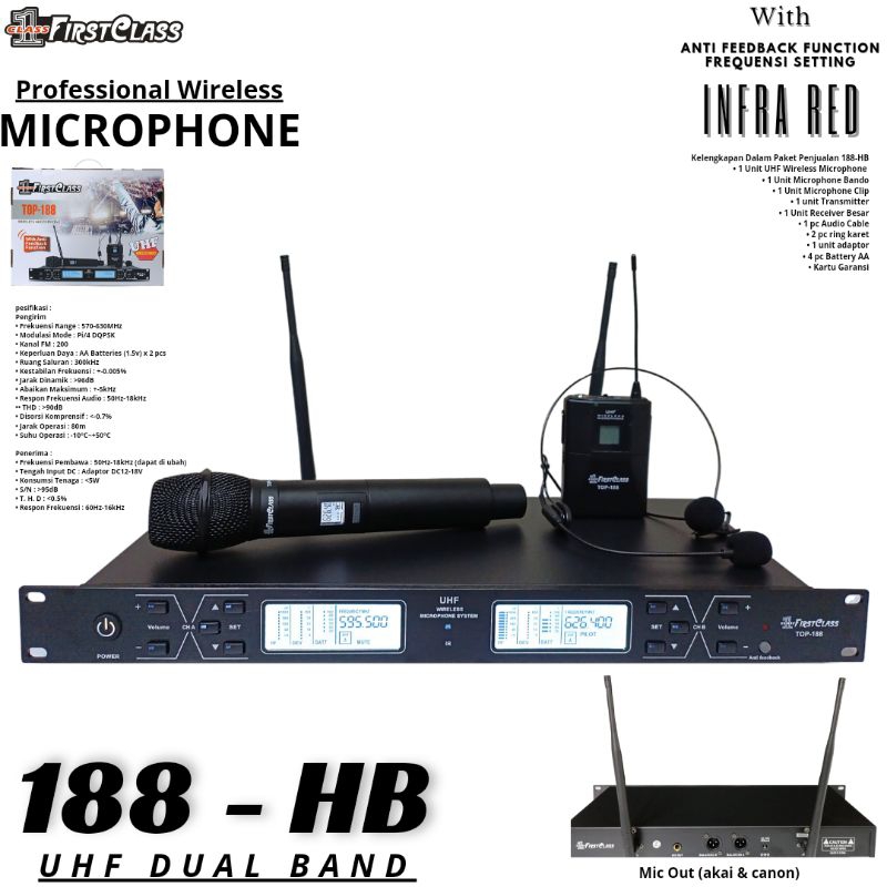 Jual Professional Microphone Wireless Firstclass 188 HB | Mic Wireless ...