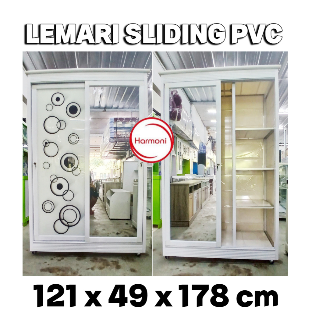 Jual LEMARI PAKAIAN SLIDING 2 PINTU BAHAN PVC RODA | Shopee Indonesia