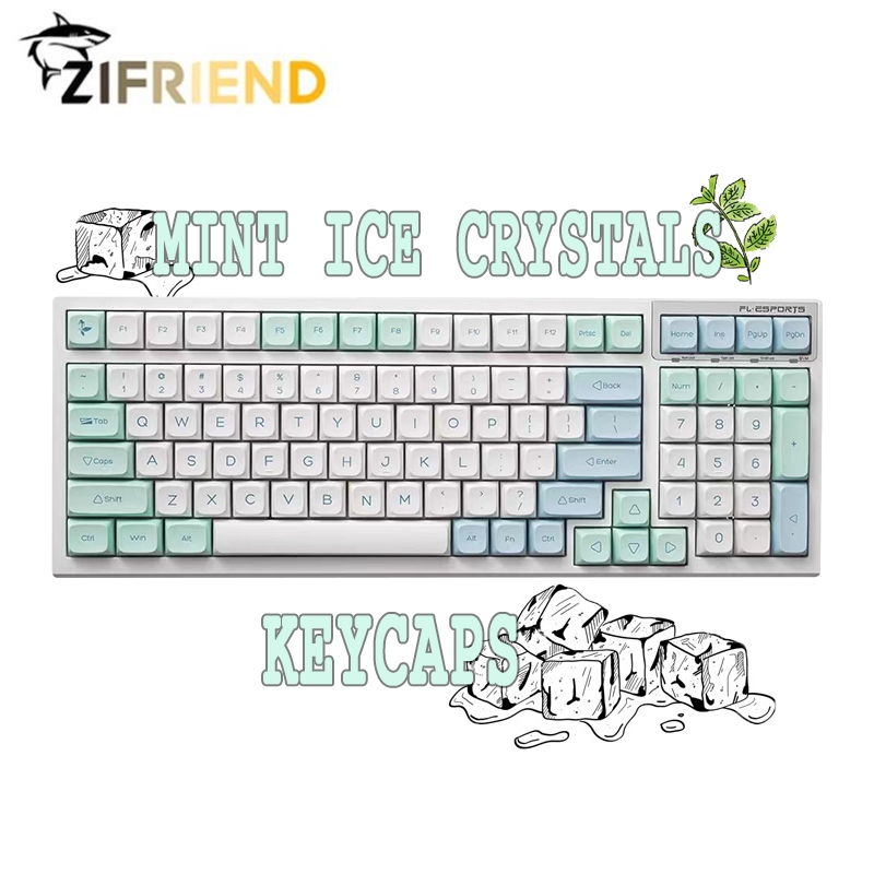 Jual Zifriend Mint Ice Crystals Keycaps PBT Dye-sublimated XDA Height ...