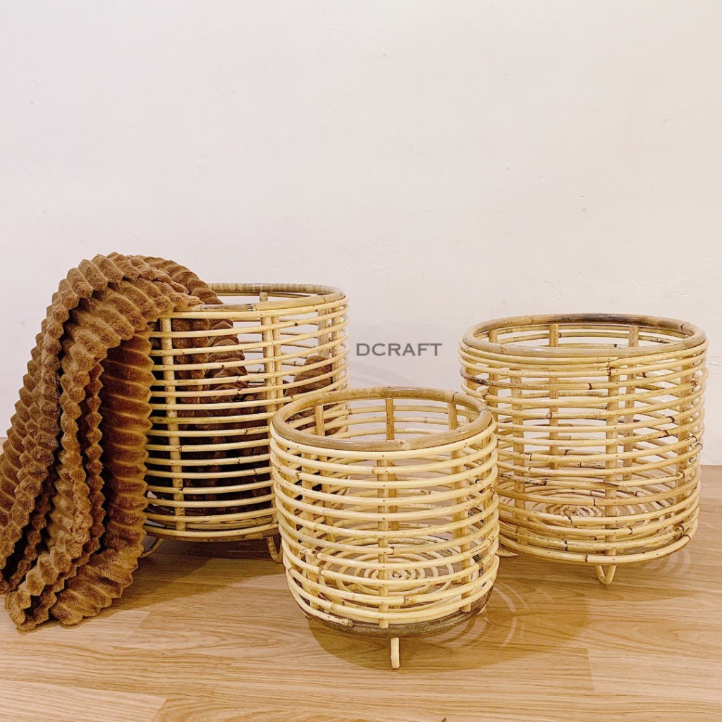 Jual Keranjang Laundry Rotan Multifungsi / Standing Pot Rotan ...