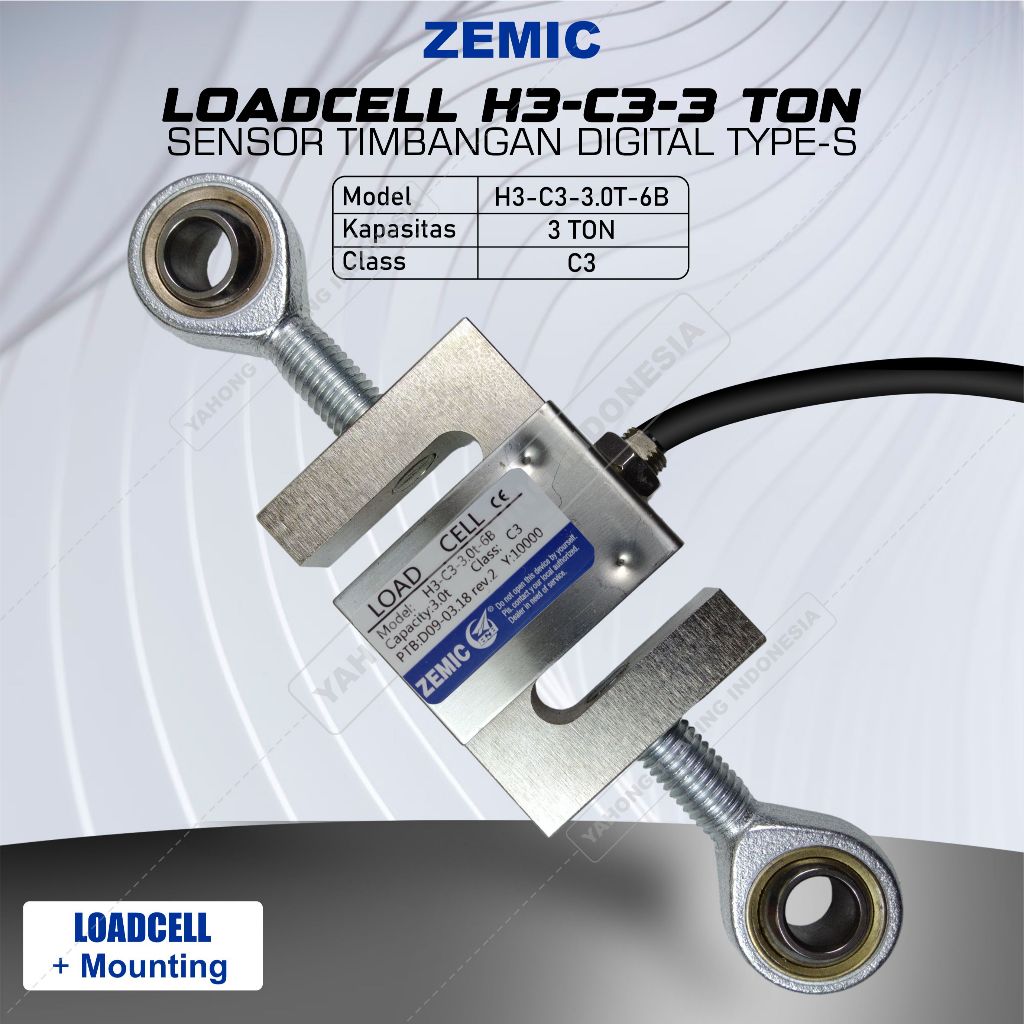 Jual Load Cell ZEMIC H3 C3 3TON Tipe S Loadcell Sensor Berat Timbangan ...