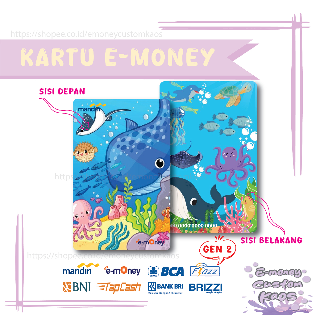 Jual KARTU EMONEY ANIME IKAN PAUS KARTUN ANAK MANDIRI FLAZZ BCA GEN 2 ...