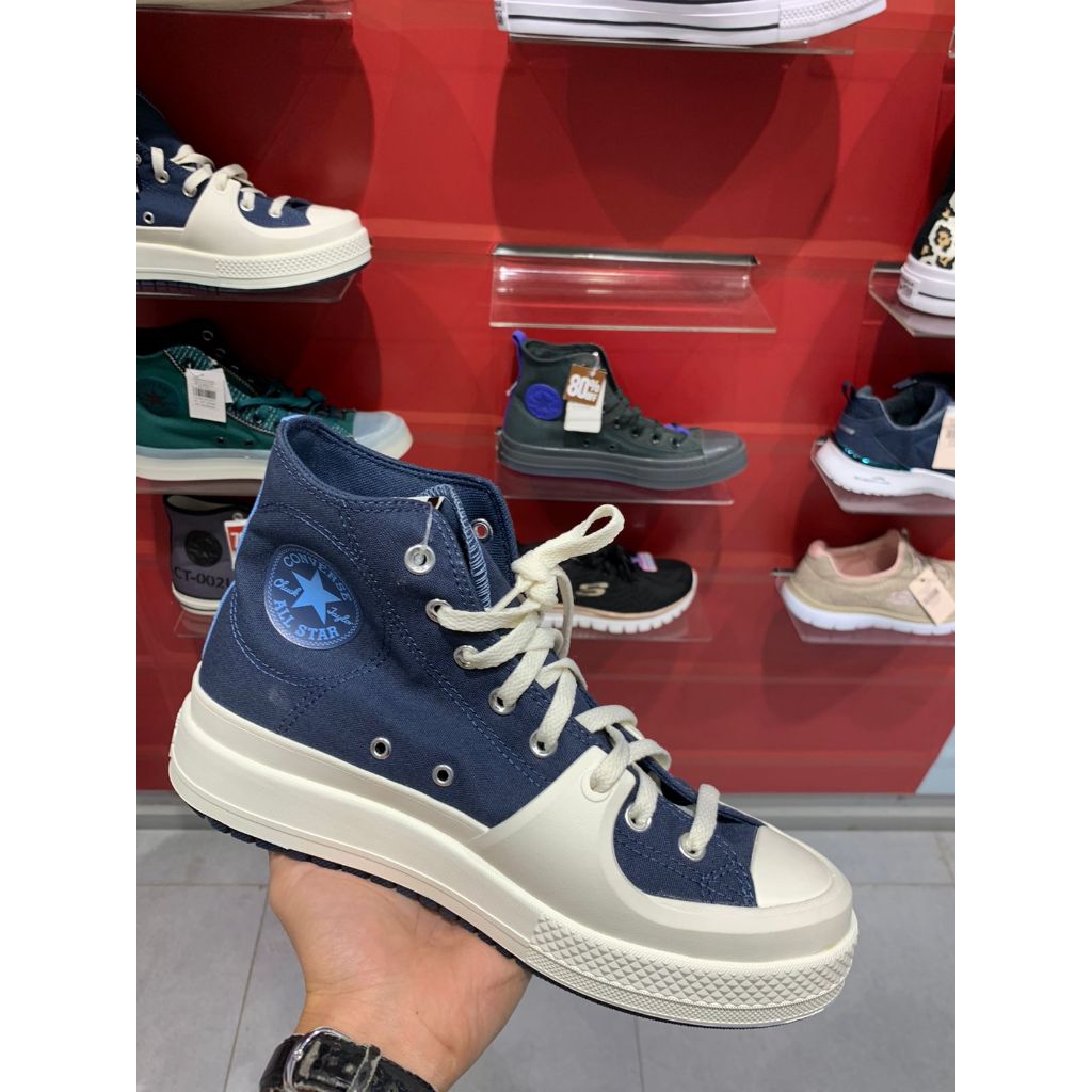 Jual Sepatu Converse CTAS Construct Hi Navy Blue | Shopee Indonesia