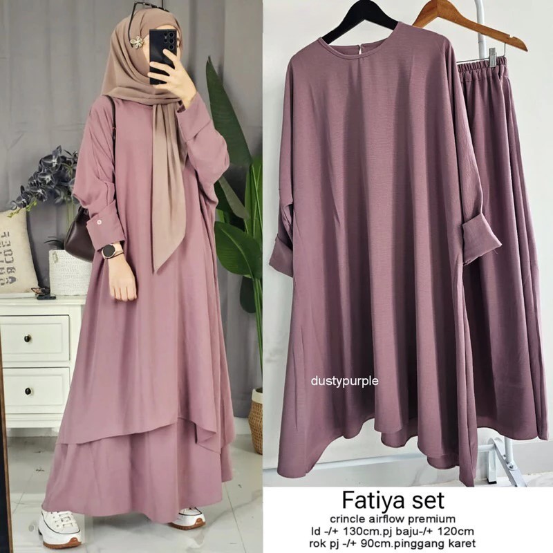 Jual Tunik Fatiya Set Rok//One set Abaya cringkle airflow premium Tunik ...
