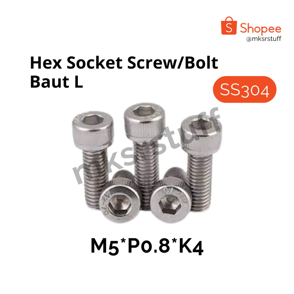 Jual M5 - SS304 Baut L / Socket Head Cap Screw Stainless Steel 304 | Shopee Indonesia