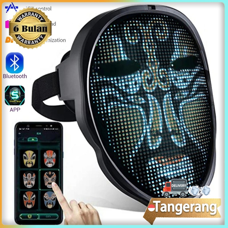 Jual Topeng LED Boywithuke / LED Mask Halloween Party LED Animation Shining Mask | Shopee Indonesia