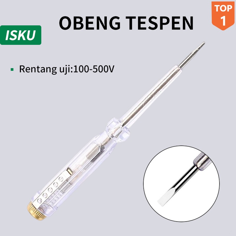 Jual ISKU Obeng Tespen 100-500 VAC 14cm Tester Tegangan Listrik Obeng ...