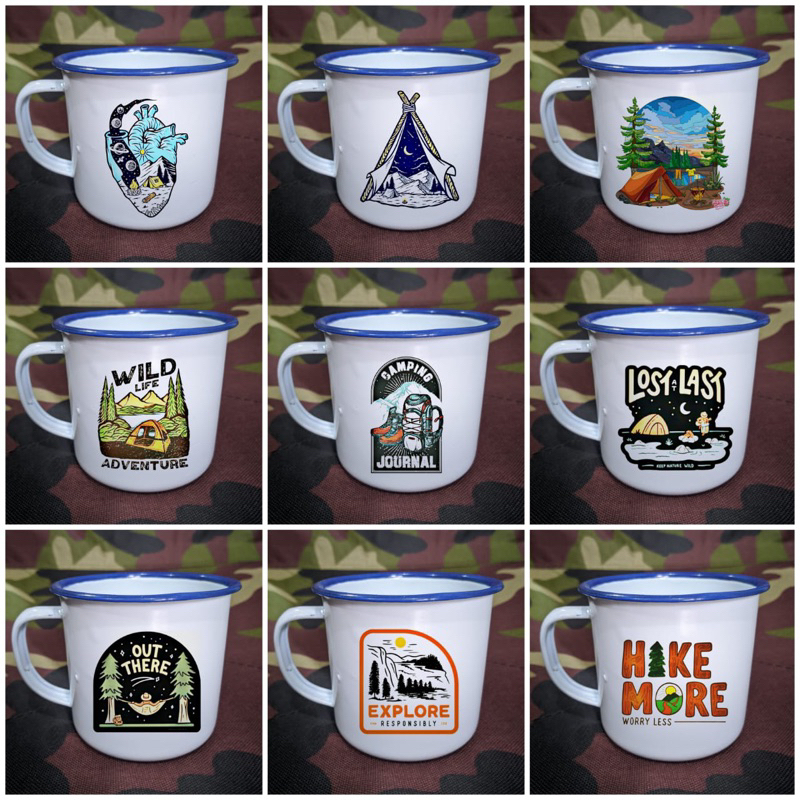 Jual Cangkir Mug Enamel Kaleng Souvenir Desain Gunung Camping Hiking ...