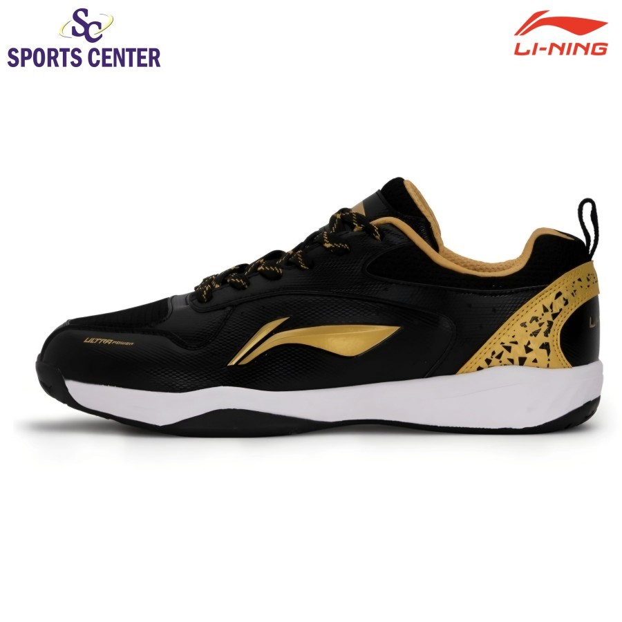Jual New Sepatu Badminton Lining Ultra Power AYTT045 Black / Gold ...