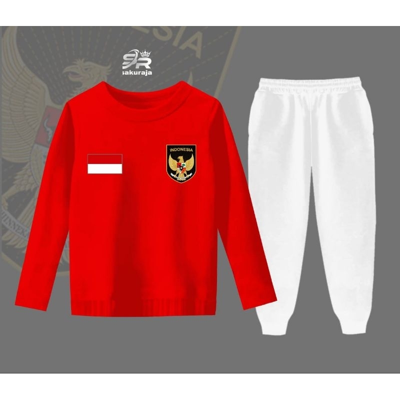 Jual setelan kaos lengan panjang anak kostum timnas sepakbola Indonesia ...