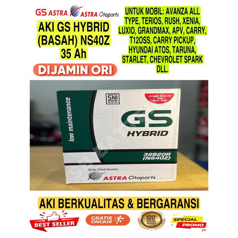 Jual AKI GS ASTRA BASAH NS40Z UNTUK MOBIL AVANZA CARRY GRAND MAX DLL | Shopee Indonesia