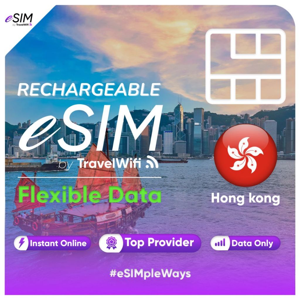 Jual RECHARGEABLE eSIM Hong Kong Flexible Data | Hong Kong Travel eSIM Card | eSIM Hong Kong ...