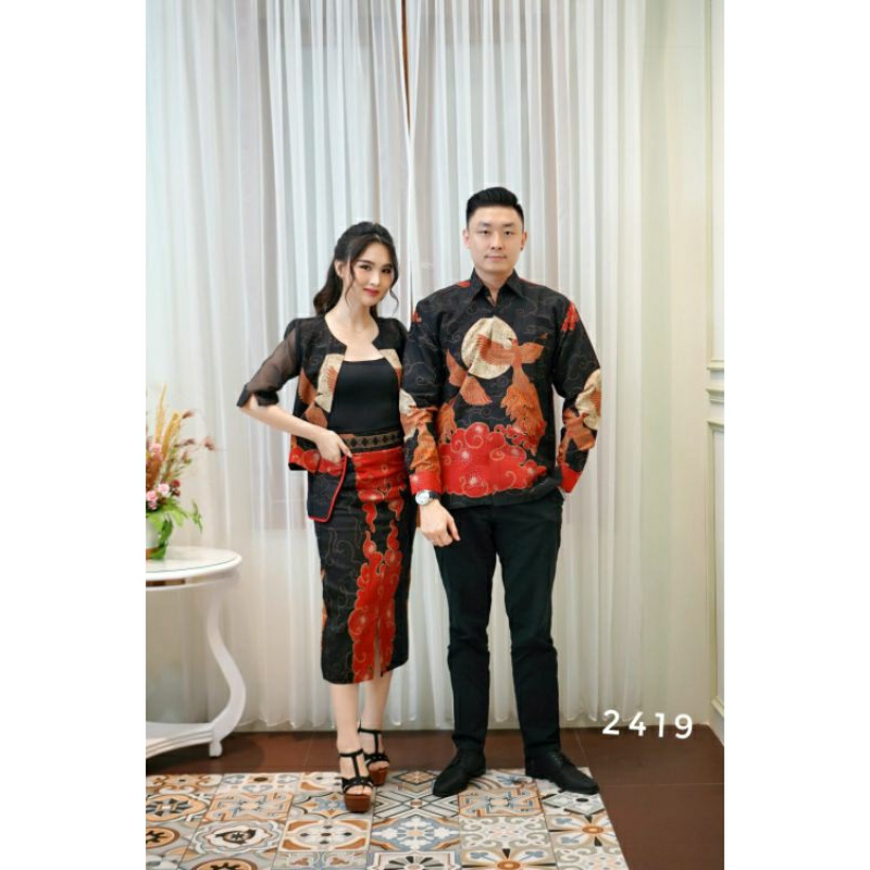 Jual Batik Couple Merah Hitam Burung | Shopee Indonesia