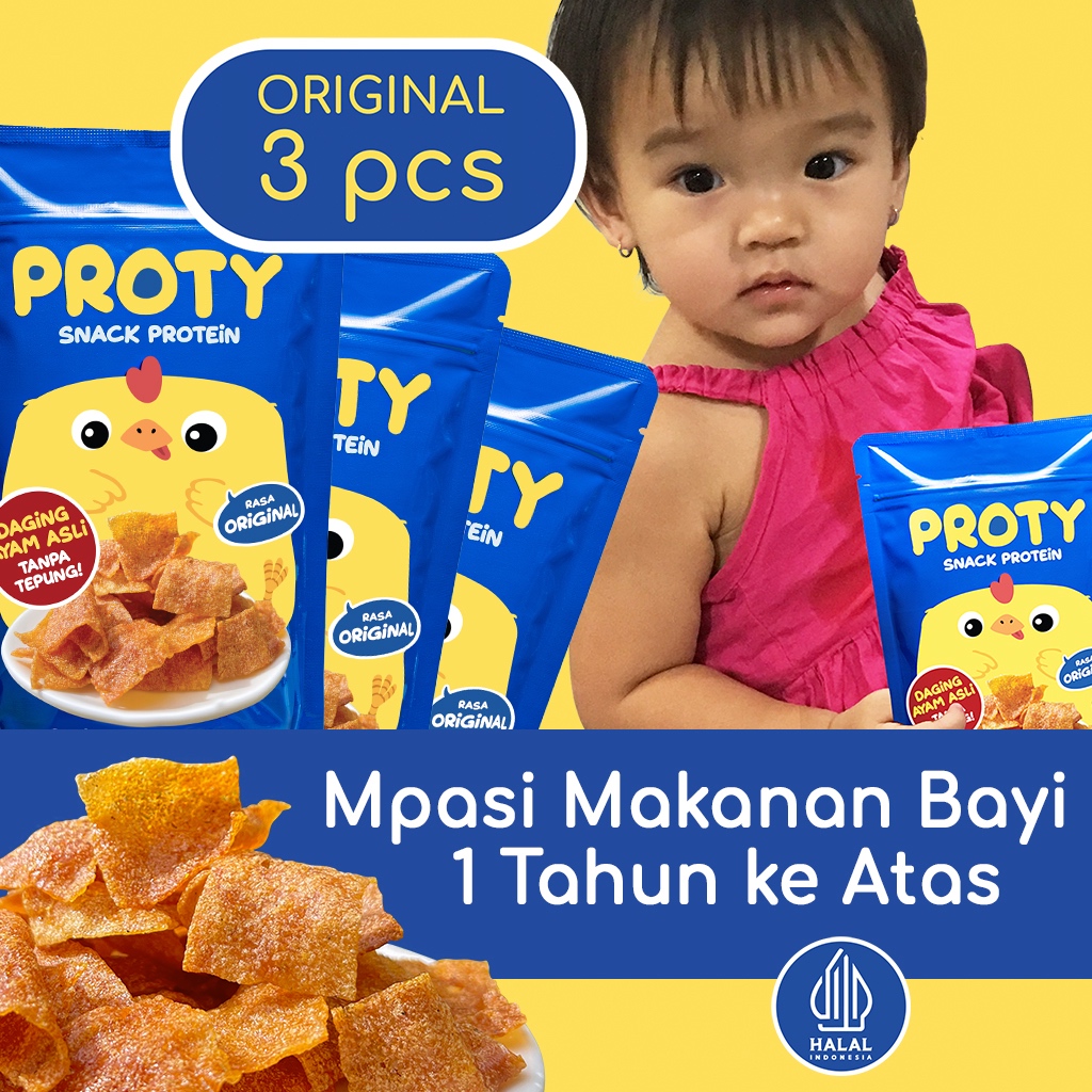 Jual PROTY Mpasi Makanan Snack Bayi Chicken Chips Original (Bundle 3 ...