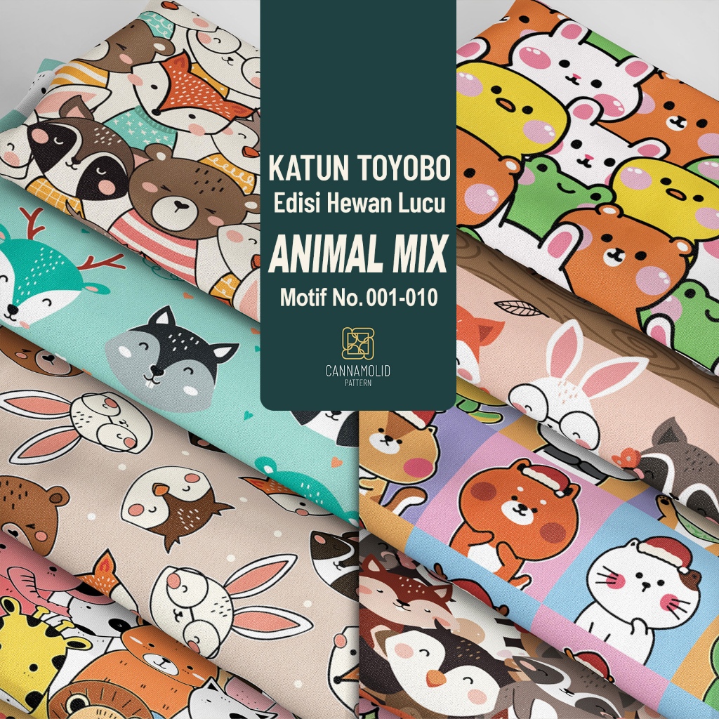 Jual Kain Katun Toyobo Printing Motif HEWAN LUCU | Lebar 145cm | Animal ...