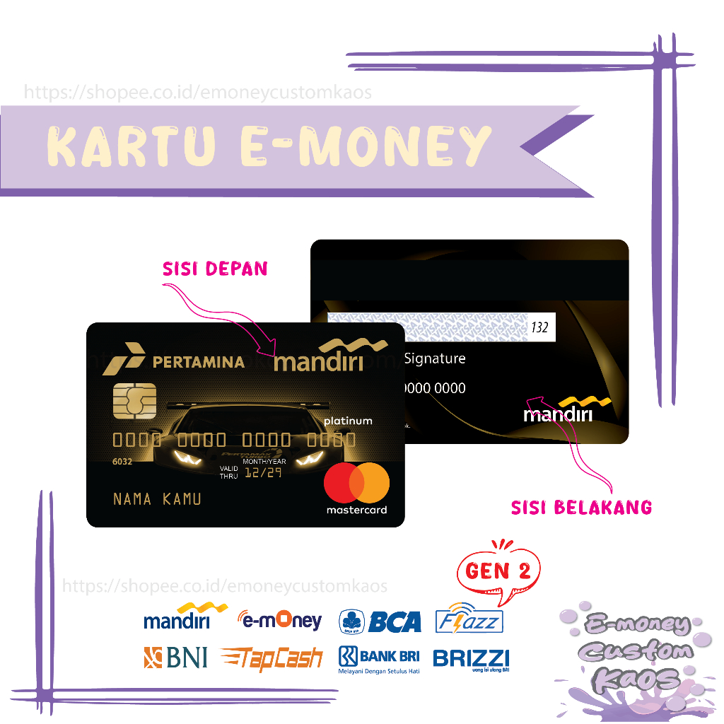 Jual KARTU EMONEY CARD PERTAMINA MOBIL ETOLL MANDIRI FLAZZ BCA GEN 2 ...