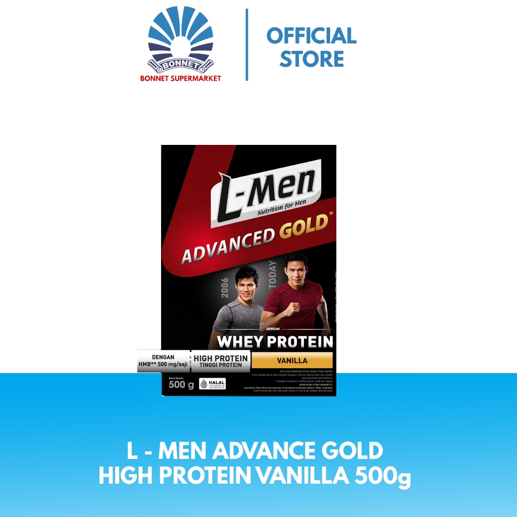 Jual L-Men Advanced Gold Vanilla 500g dengan 500mg HMB - 15g Whey Protein | Shopee Indonesia