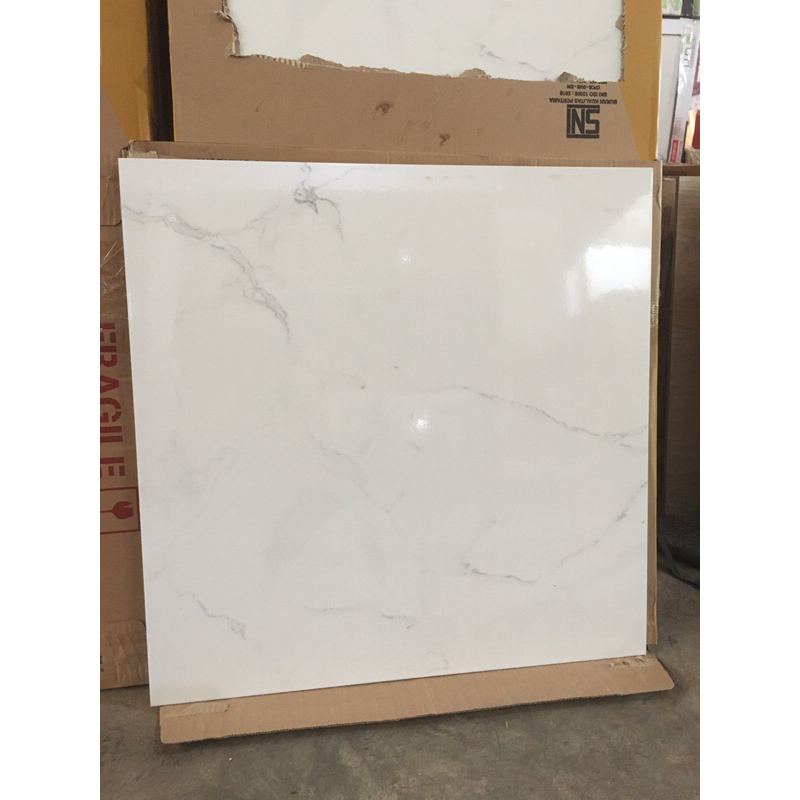 Jual keramik 60x60 motif granit carara putih murah glossy kilap ...