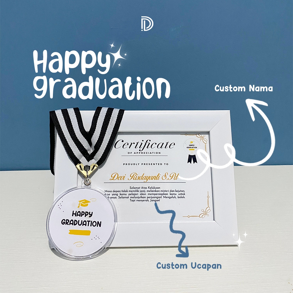 Jual Sertifikat Medali Custom Happy Graduation Kado Wisuda Kado ...