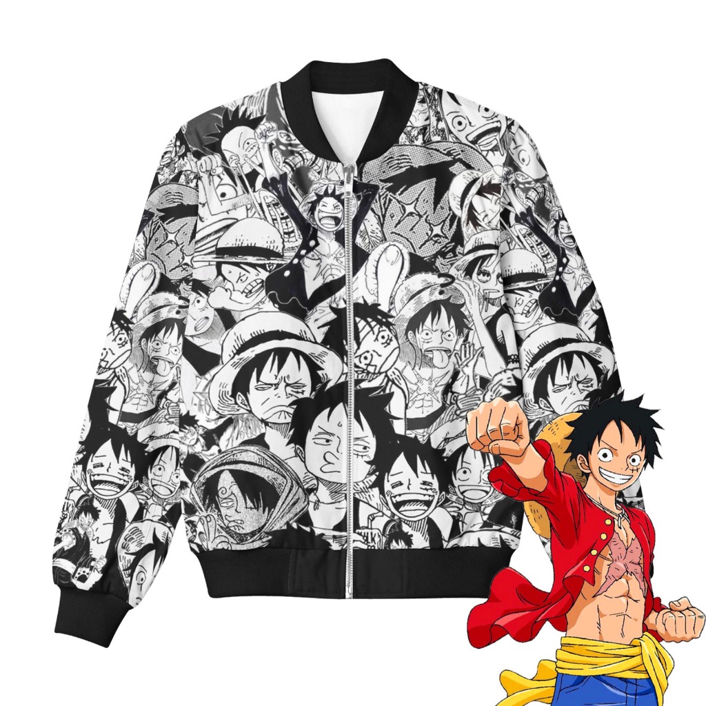 Jual Varsity Bomber Luffy Face Fullprint Anime Manga Otaku Wibu One ...