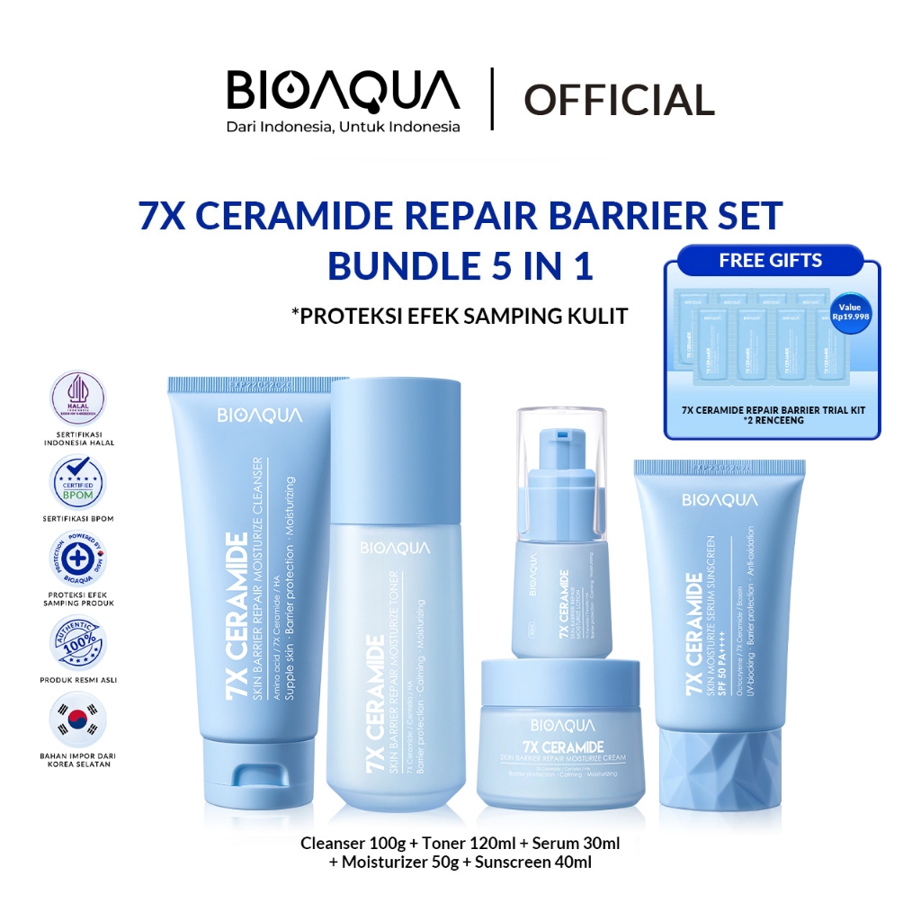 Jual BIOAQUA 5pcs Skincare Paket With Facial Wash Sabun Cuci Muka ...