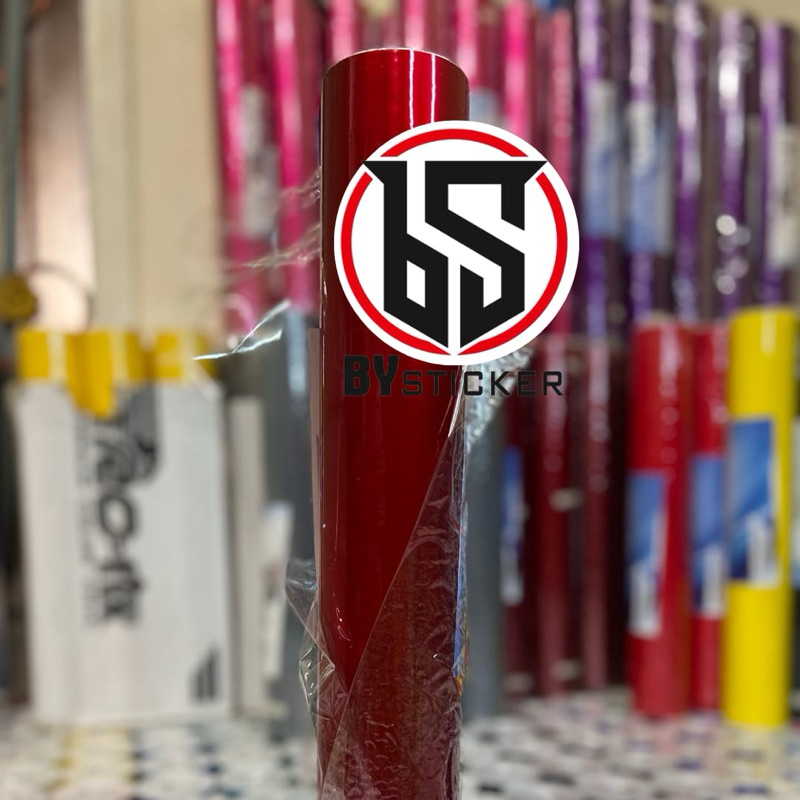 Jual stiker skotlet merah candy Lebar 45 cm Panjang 1 meter | Shopee ...