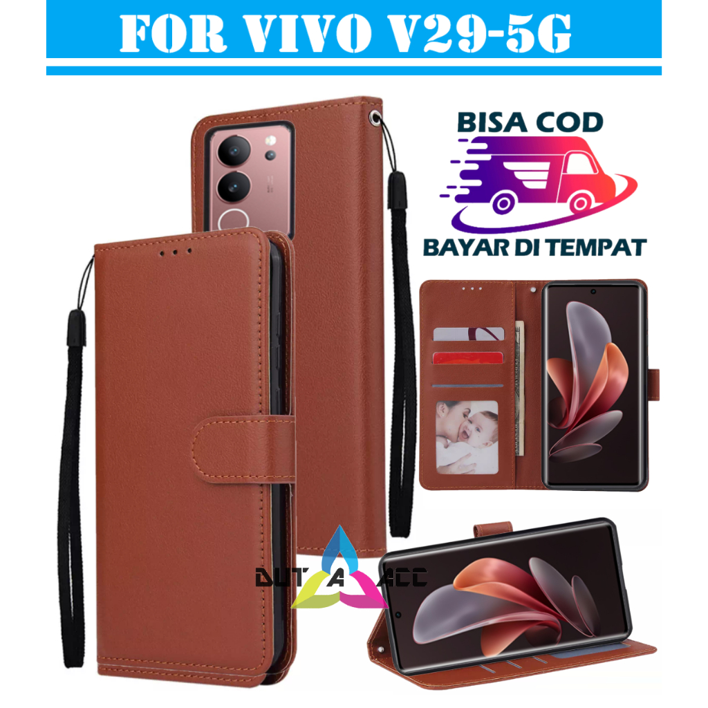 Jual flip case leather VIVO V29 casing cover kulit bisa buka tutup dan ...