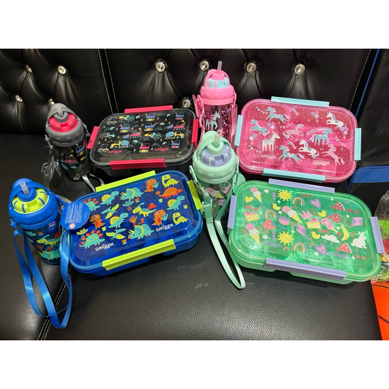 Jual smiggle tempat makan dan tempat minum satu set / lunch box satu set | Shopee Indonesia