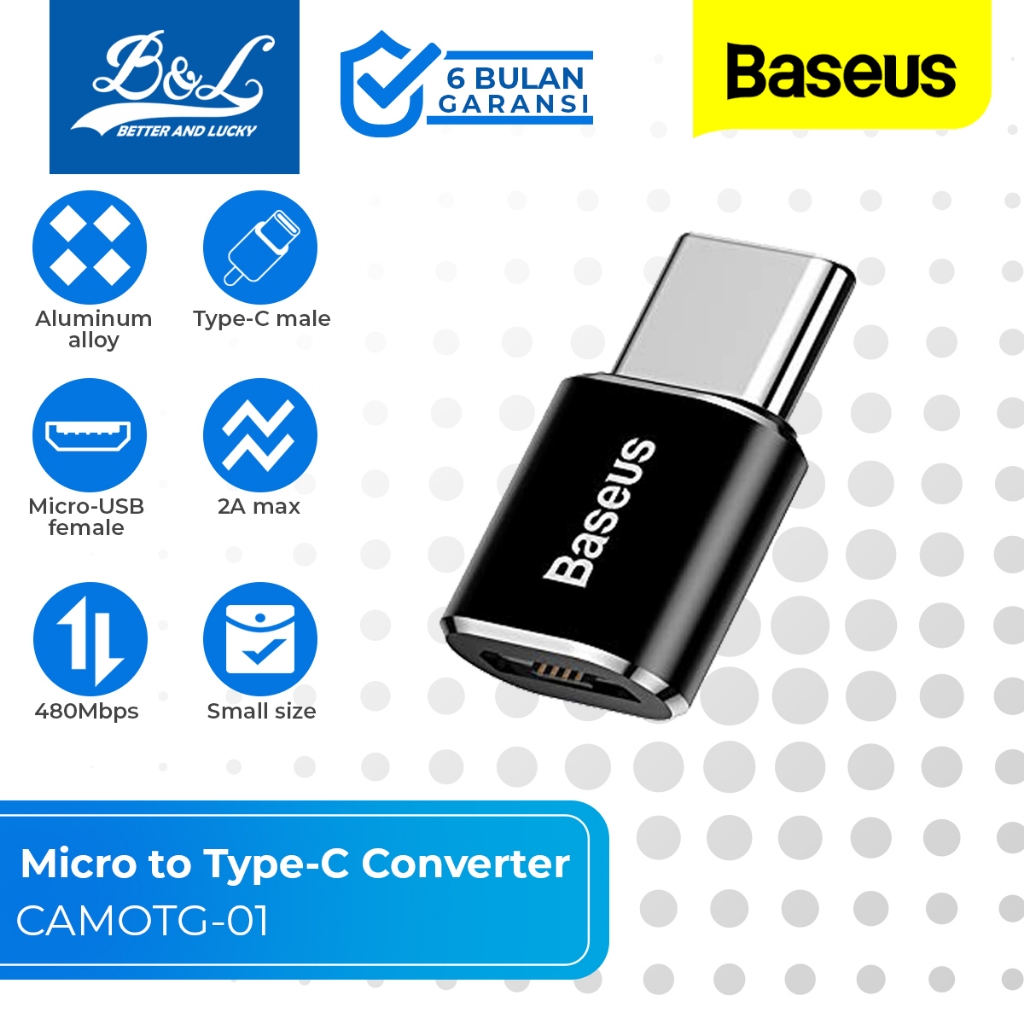 Jual BASEUS Mini Converter female Micro-USB to Type-C male Adapter 2A ...