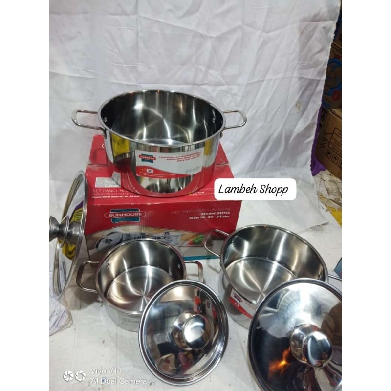 Jual Panci set merk sunhouse bahan stainless tebalsh114 Ukuran 16 x 9cm ...