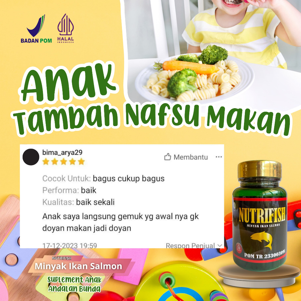 Jual NUTRIFISH Minyak Ikan Salmon Untuk Anak - Meningkatkan Kecerdasaan, Nafsu Makan ...